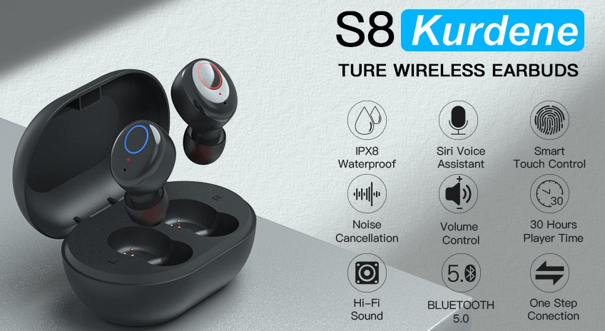 Kurdene S8 Wireless Earbuds - Kurdene Bluetooth Headphones Designed to ...